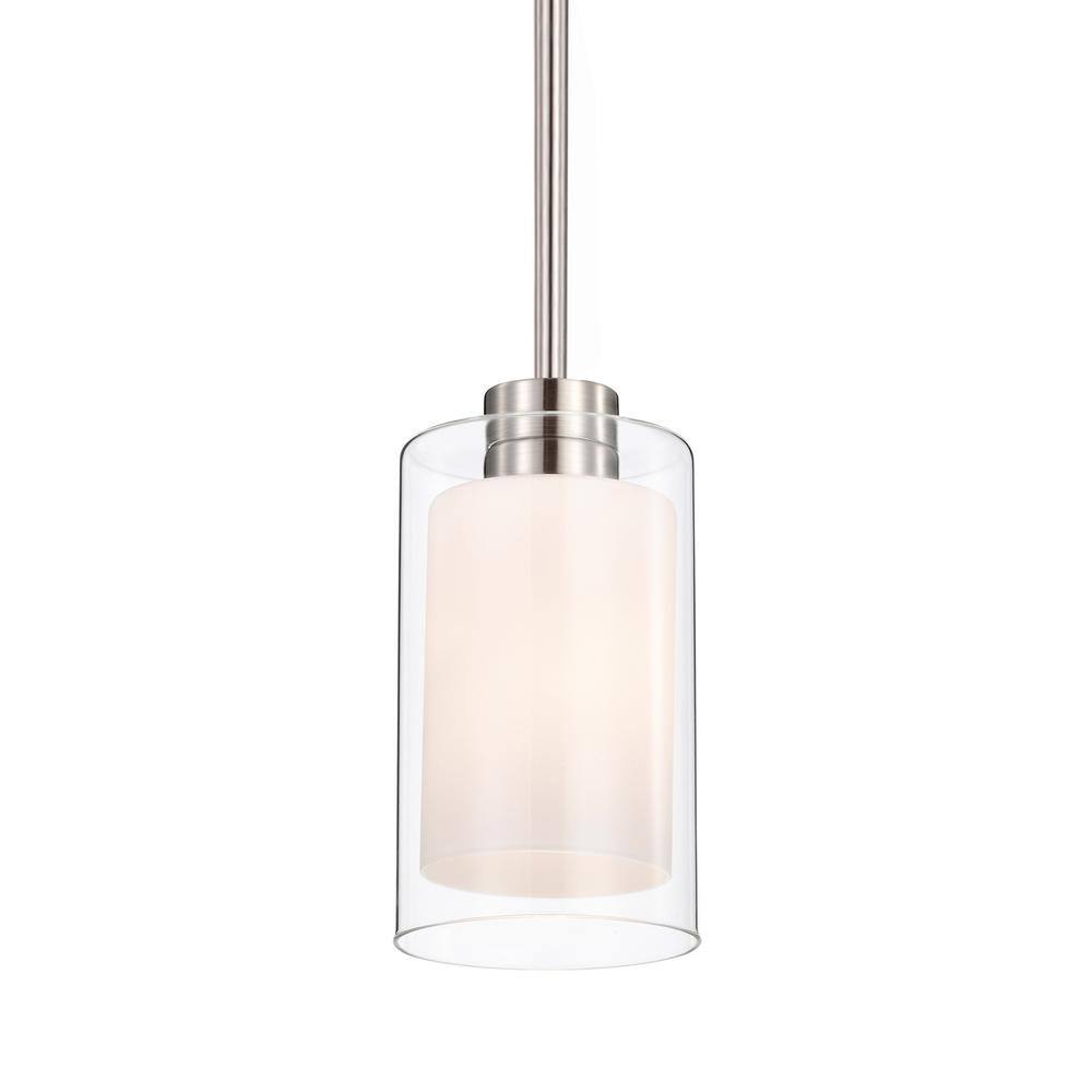 Edvivi Daley 1-Light Brushed Nickel Dual Shaded Mini Pendant Light with ...