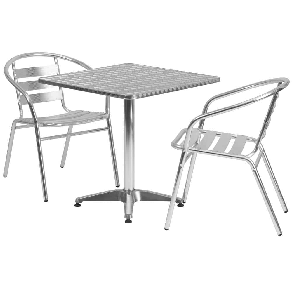 Carnegy Avenue 3-Piece Metal Square Outdoor Bistro Set in Aluminum CGA ...