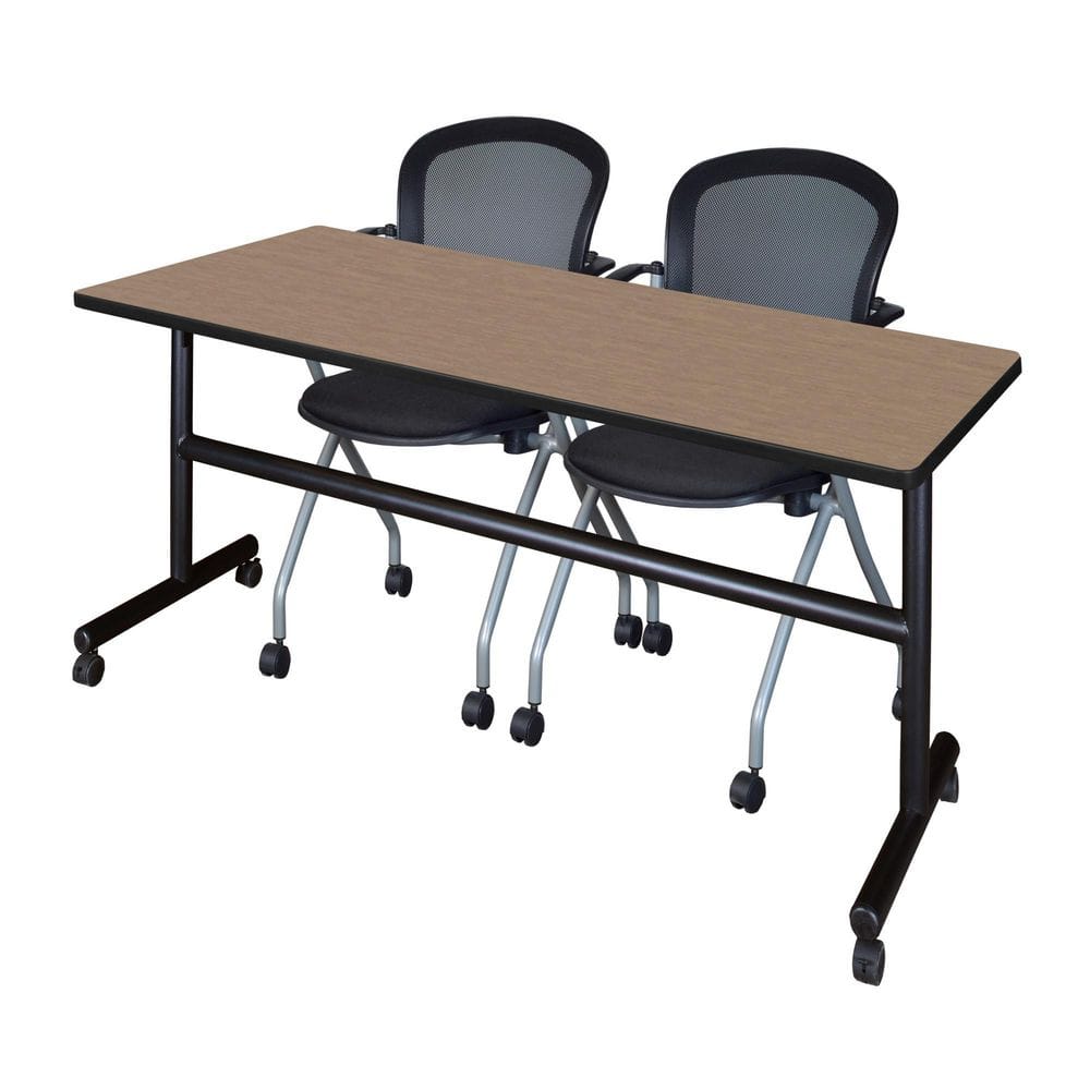 Regency Kobe 72 in x 30 in. Noble Oak Flip-Top Training Nesting Table ...