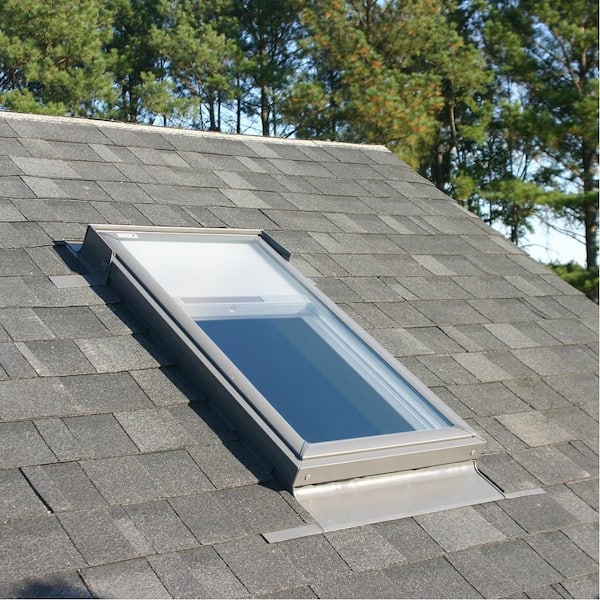 VELUX 21 in. x 45-3/4 in. Fixed Deck Mount Skylight with Laminated Low-E3 Glass, White Solar ...