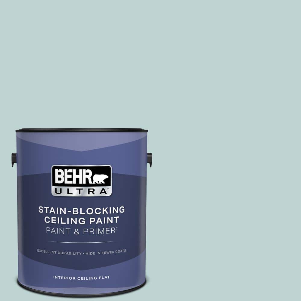BEHR ULTRA 1 gal. #500E-3 Rain Washed Ceiling Flat Interior Paint and ...