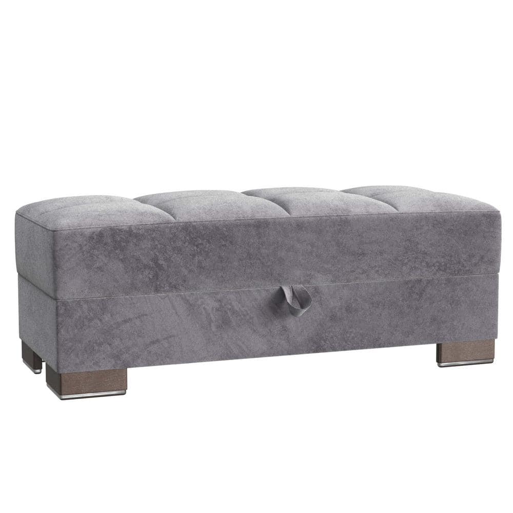 Ottomanson Basics Collection Grey Ottoman With Storage BSC-1-O - The ...