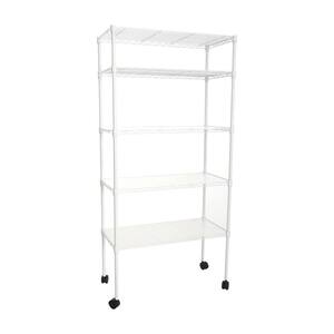 Tileon V2 5-Tier Steel Wire Shelving Unit with Wheels in White ...