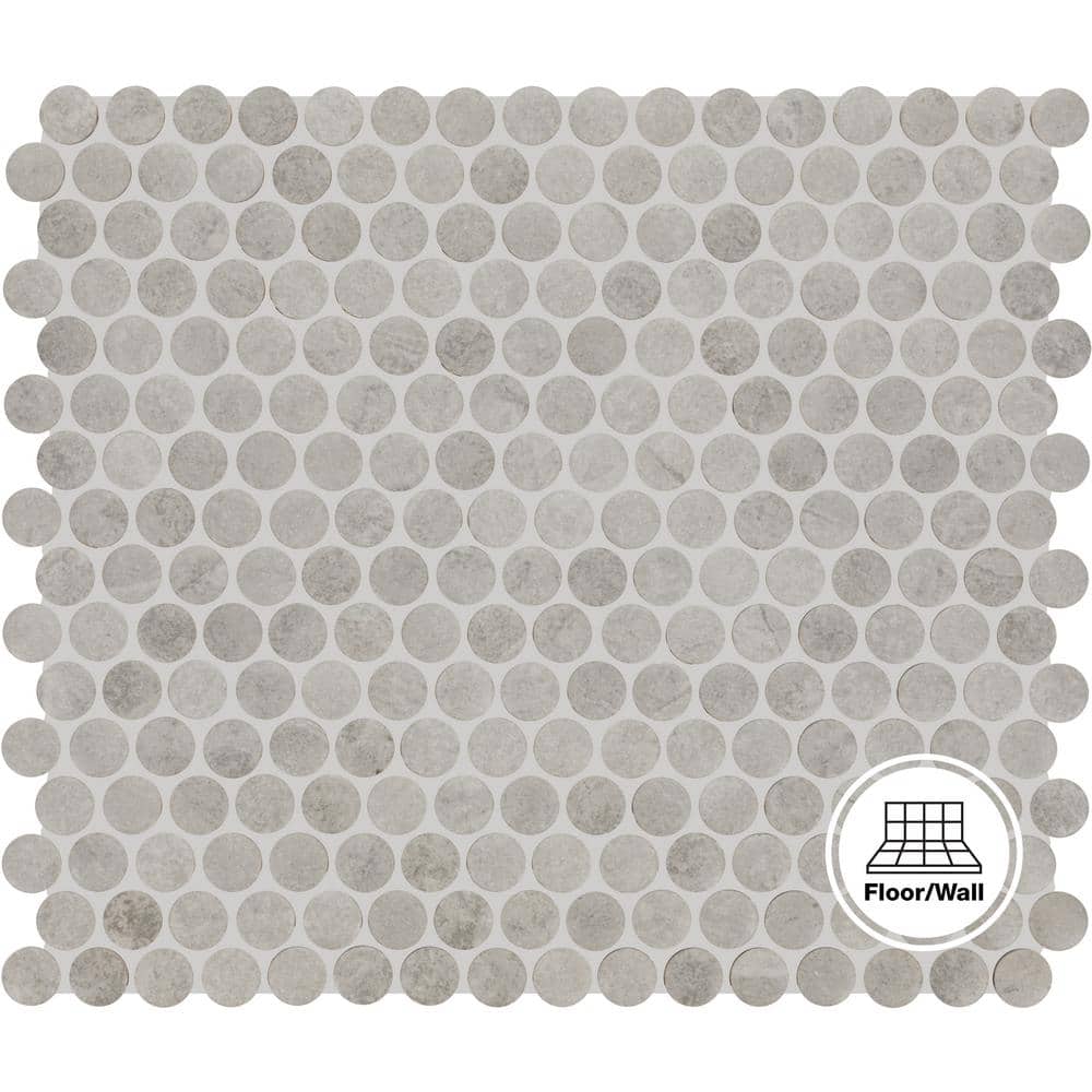 Daltile Restore Silver Stone 3 in. x 3 in. Glazed Ceramic Penny Round ...
