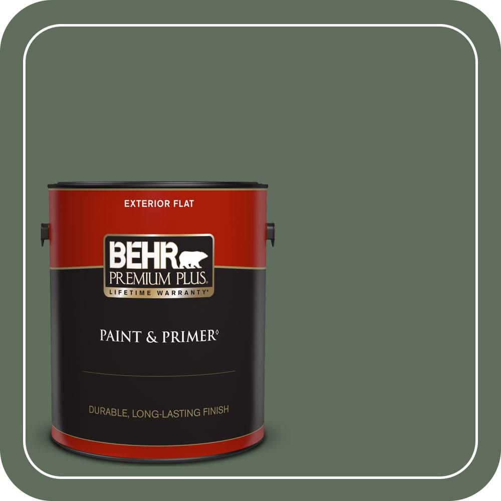 BEHR PREMIUM PLUS 1 gal. #450F-6 Whispering Pine Flat Exterior Paint ...
