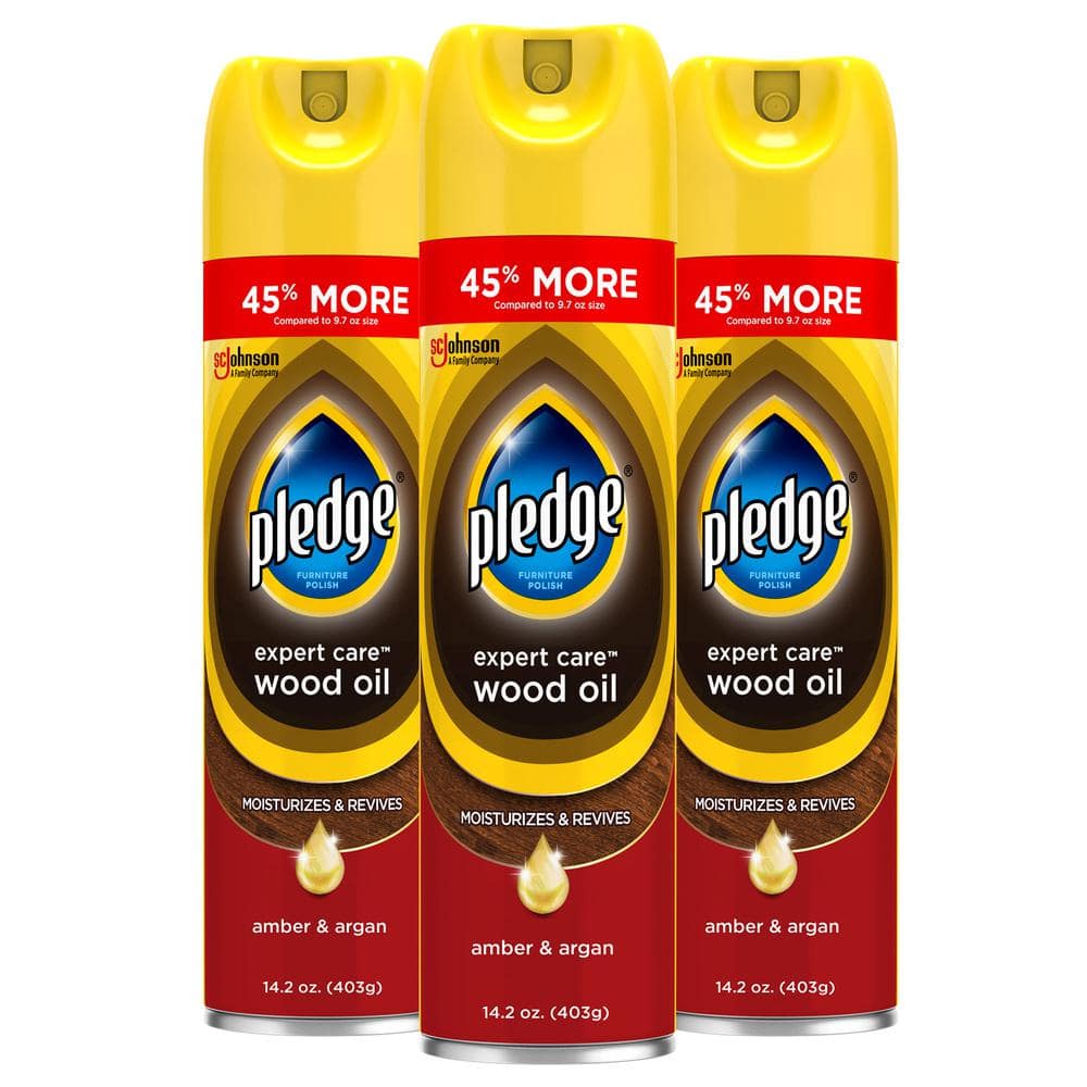 Pledge 14.2 oz. Amber and Argan Scent Furniture Moisturizing Oil (3 ...