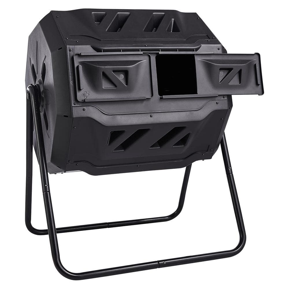 SVOPES 43 gal. Dual Chamber Compost Bin, Rotating Tumbler with 2 ...