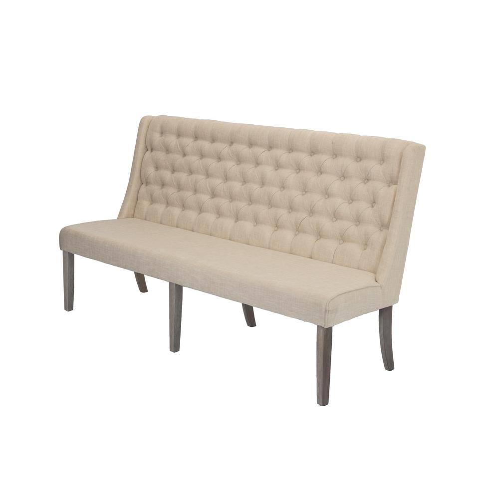 Best Quality Furniture Israel 71 in. Linen Fabric Beige Bench Solid ...