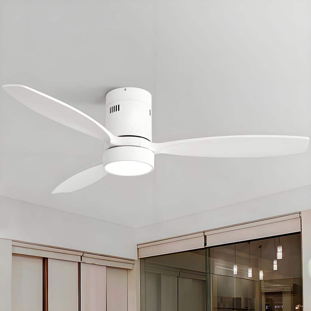 CACI Mall 52 in. Indoor/Outdoor White Ceiling Fan Integrated LED with ...