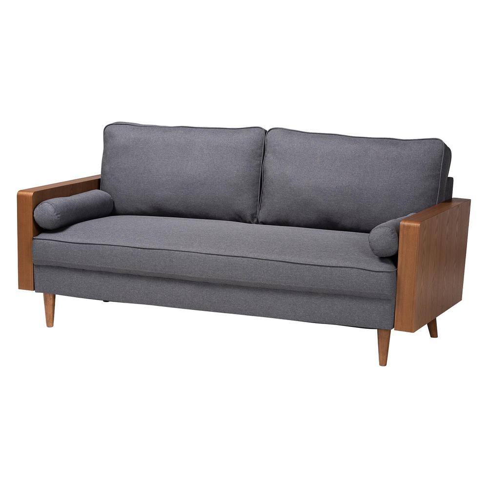 Baxton Studio Harleson 72 in. Wide Straight Arm Fabric Rectangle Sofa ...