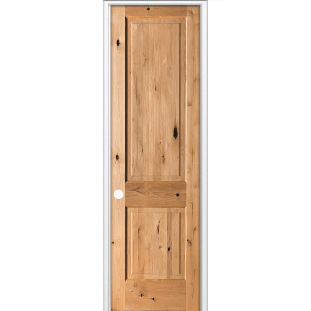 Krosswood Doors 28 in. x 96 in. Rustic Knotty Alder 2-Panel Square Top ...