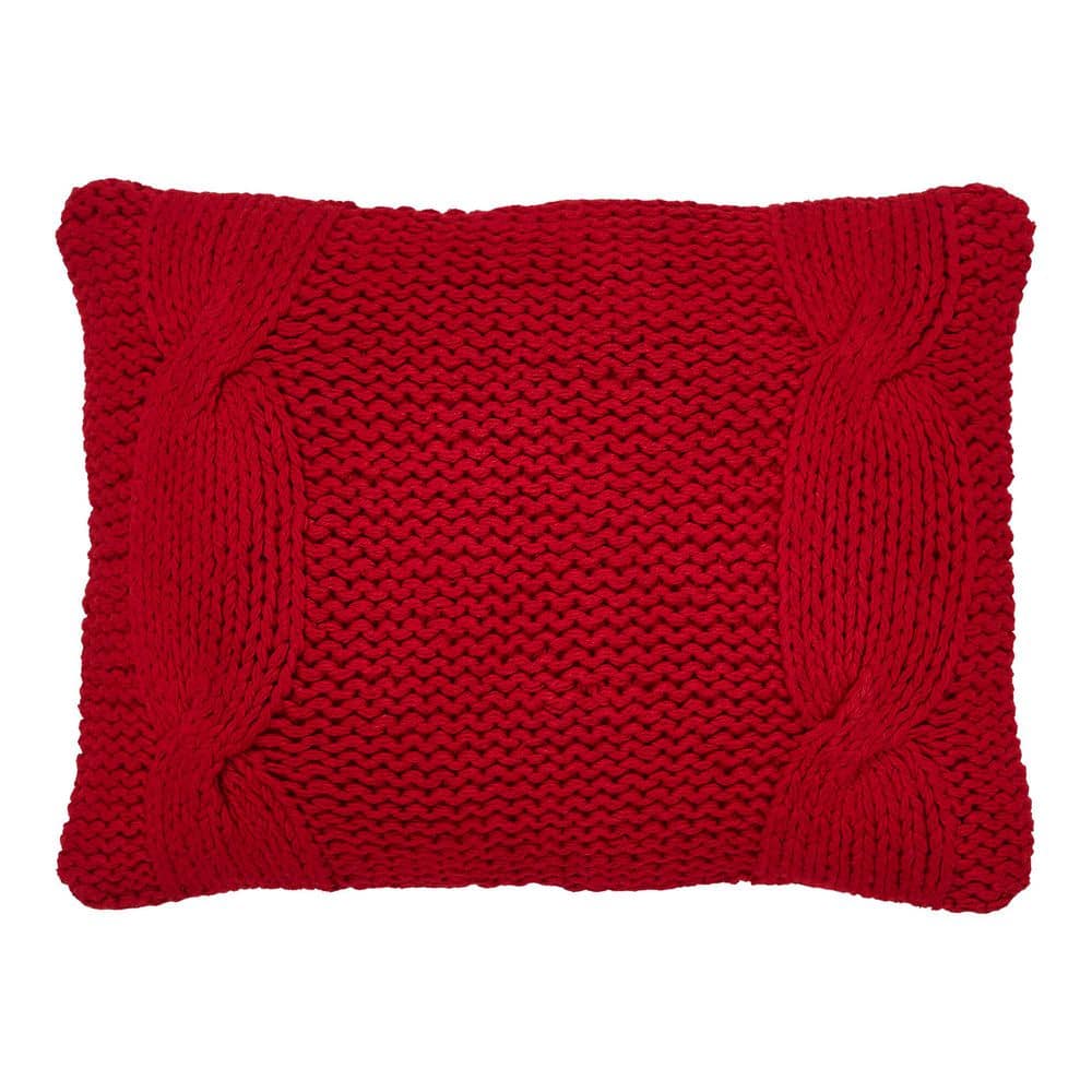 VHC Brands 12x16 Cable Knit Sweater Pillow Red 89898 - The Home Depot