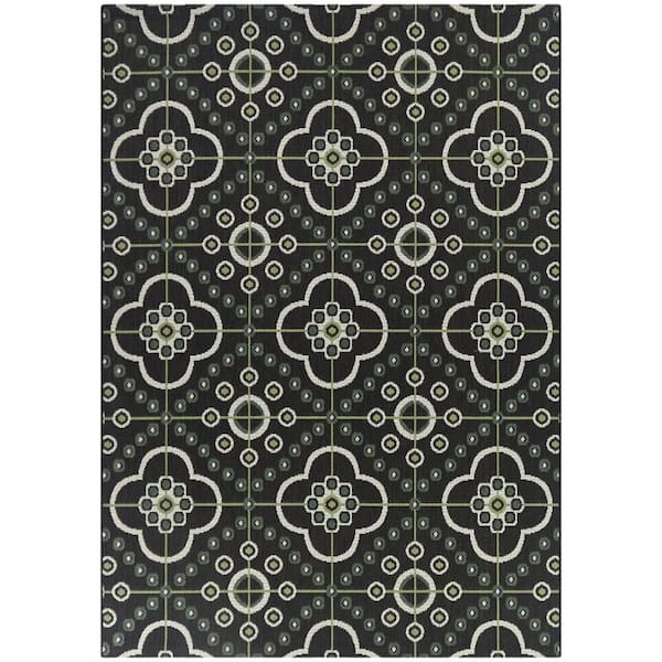 BALTA Olson Charcoal 5 ft. x 7 ft. Trellis Indoor/Outdoor Area Rug ...