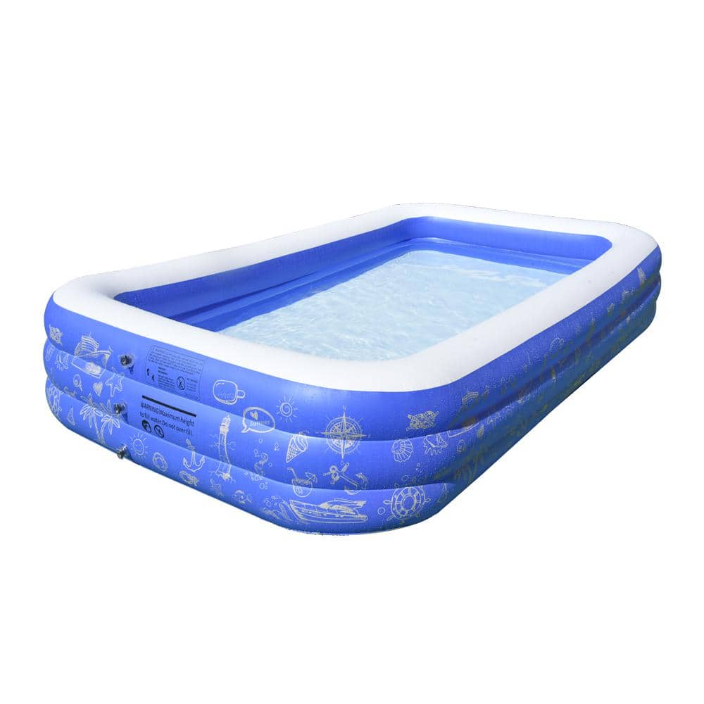 FC Design 9.75 ft. x 5 ft. Rectangle 22 in. D Inflatable Pool with Air ...