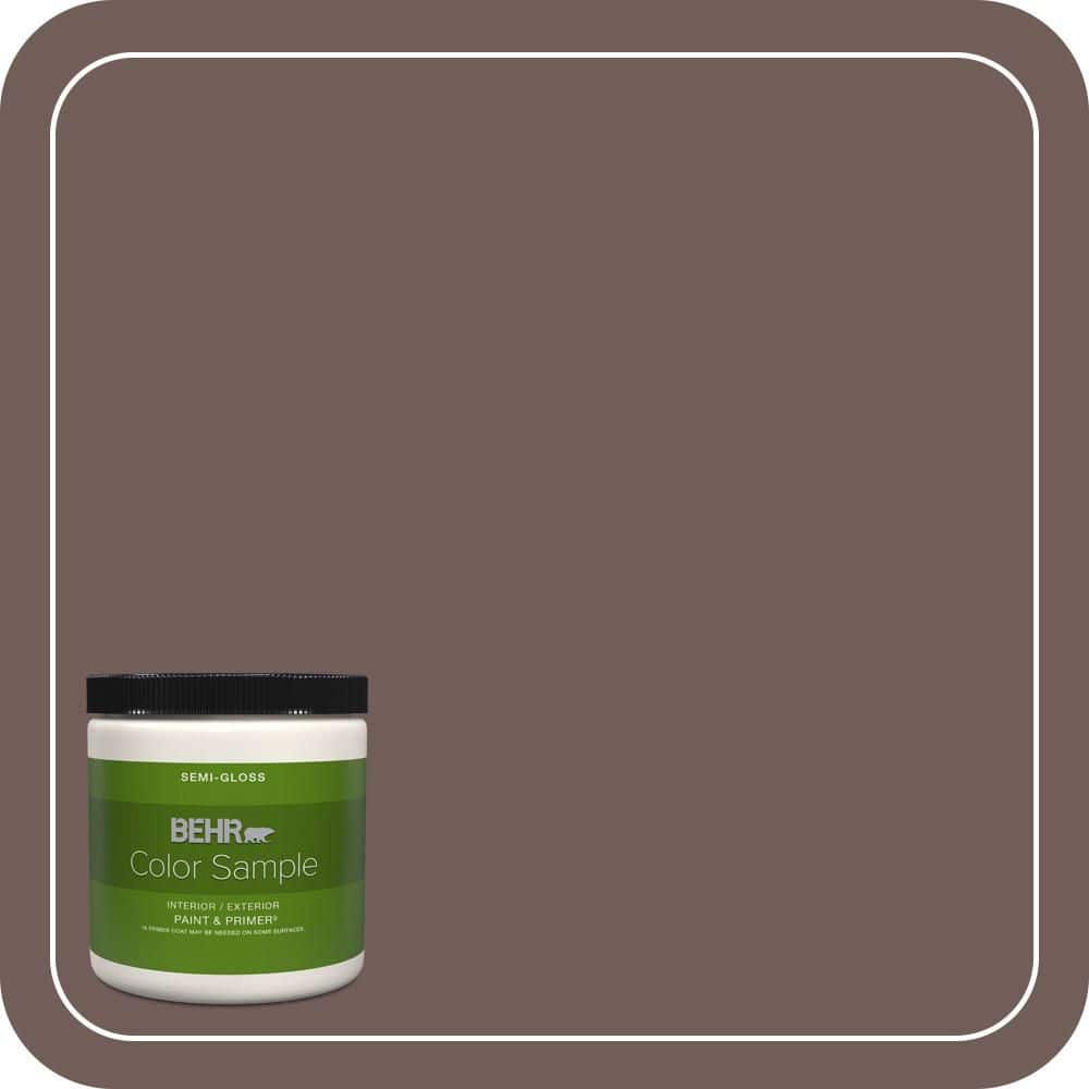 BEHR PREMIUM PLUS 8 oz. #750B-6 Tree Bark Semi-Gloss Interior/Exterior ...