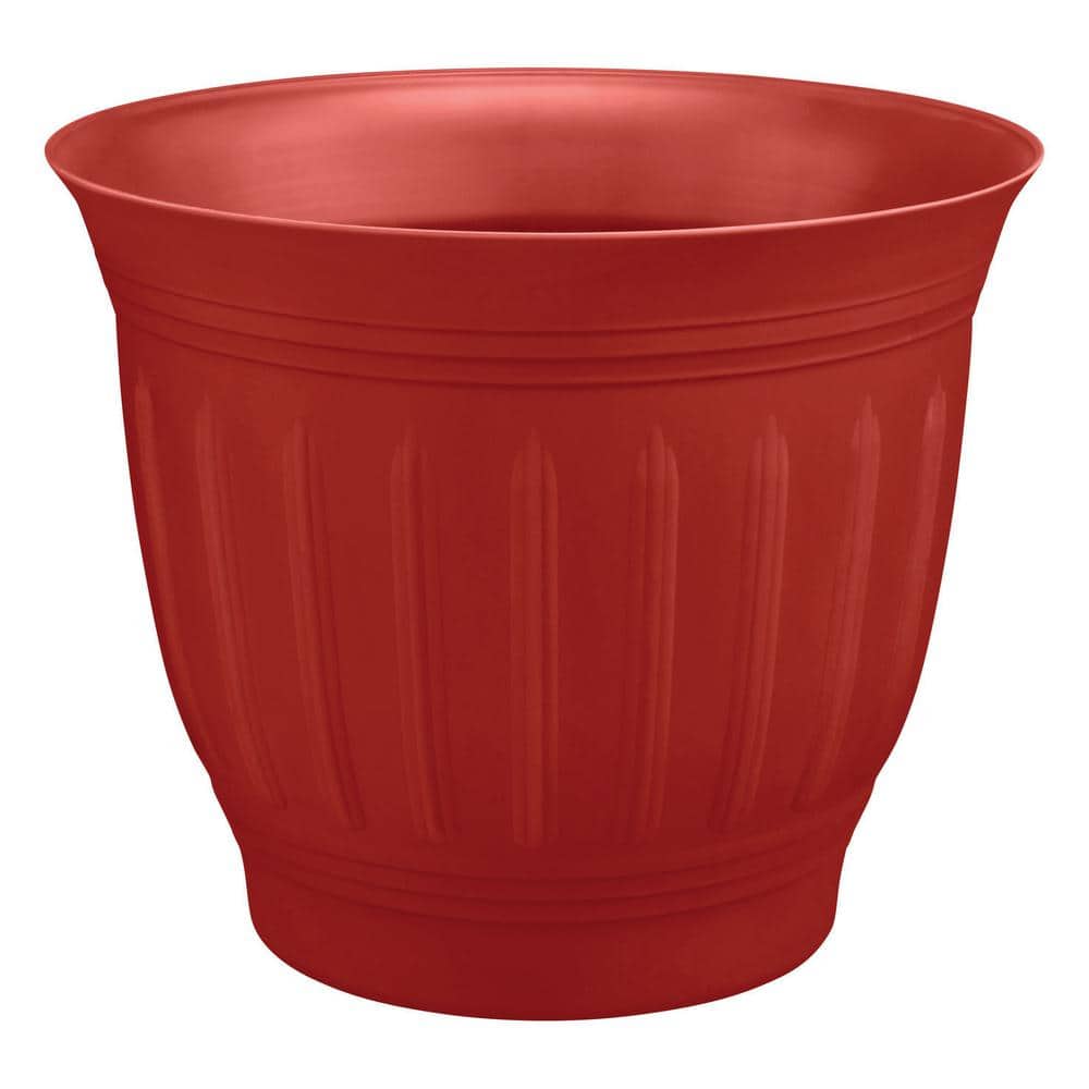 Vigoro 19.5 in. Eleanor Burnt Red Colonnade Plastic Planter (19.5 in. D ...