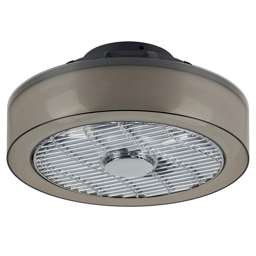 Moxyrano 16 in. Gray Small Low Profile Ceiling Fan with Light LED Flush ...