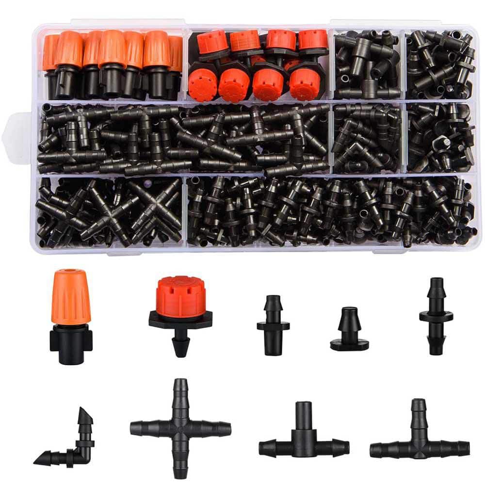 Oyezvary 300Pcs DripIrrigation Fittings Kit for 1/4 in.Tubing, Includes ...