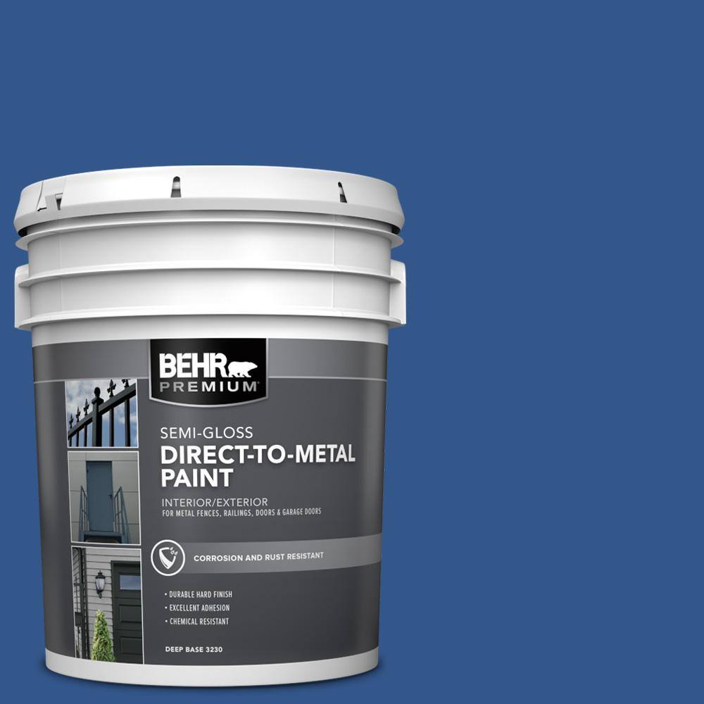 BEHR PREMIUM 5 gal. #PPU15-03 Dark Cobalt Blue Semi-Gloss Direct to ...