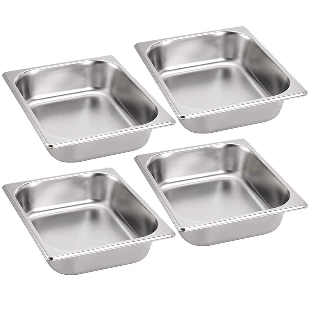 Anqtovp 4 Pack 4 qt. Silver Stainless Steel Steam Table Pans Buffet ...