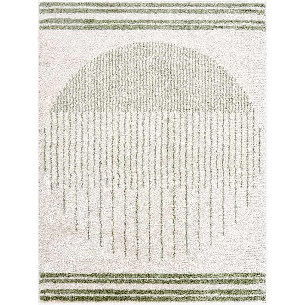 Livabliss Fossay Shag Green 8 ft. x 10 ft. Global Indoor Area Rug ...