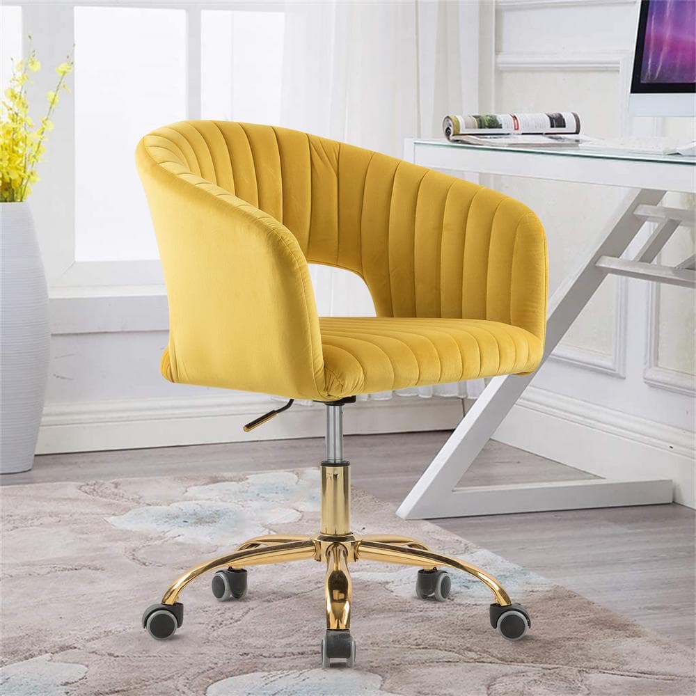 HOMEFUN Modern Cute Upholstered Velvet Swivel and Adjustable Task Chair ...