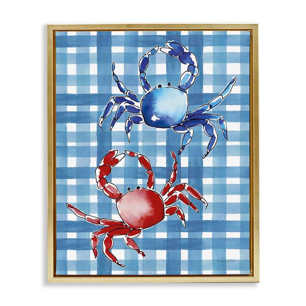 Stupell Industries Coastal Crabs on Plaid by Mercedes Lopez Charro Gold ...