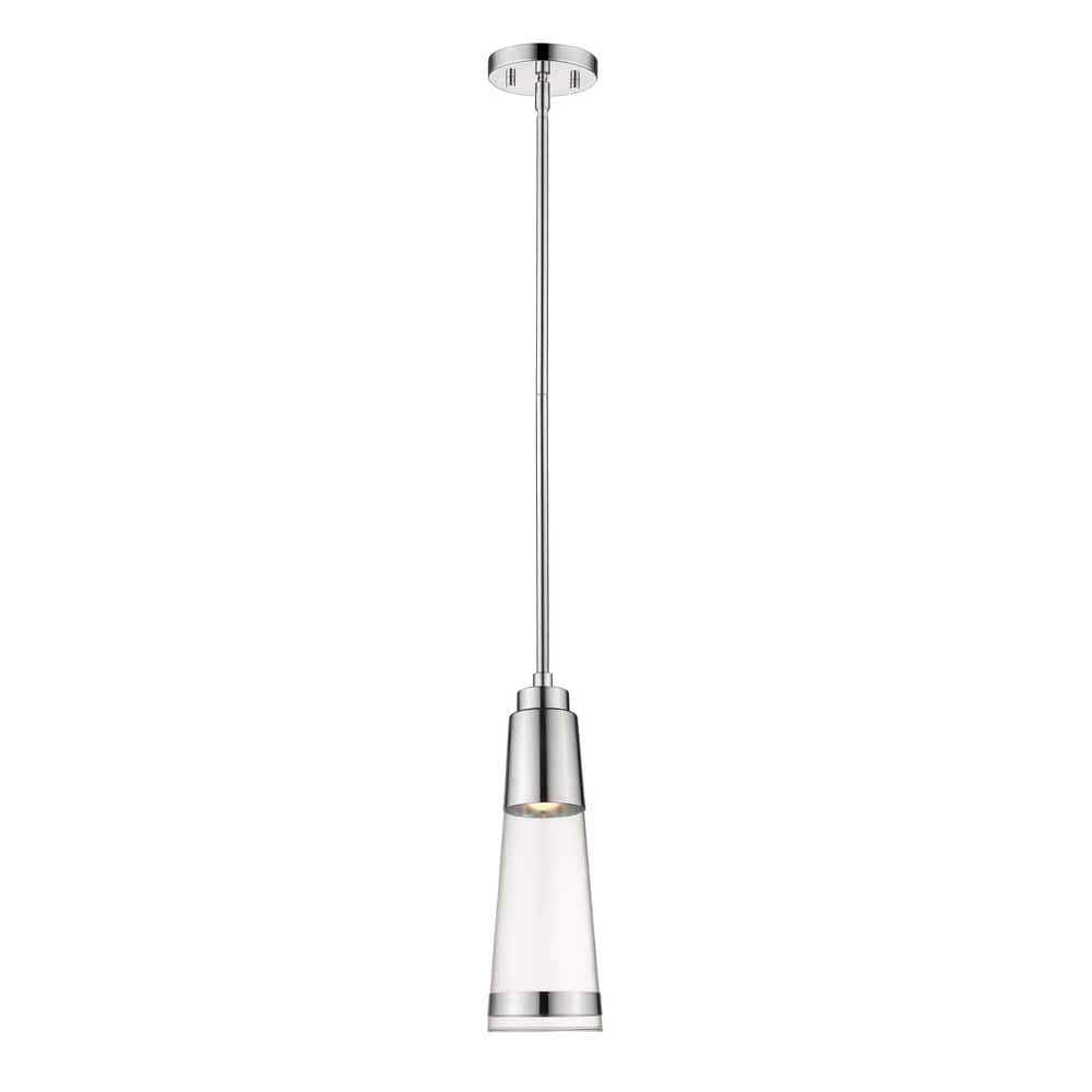 Ethos 10-Watt 1-Light Chrome Integrated LED Shaded Pendant Light with ...