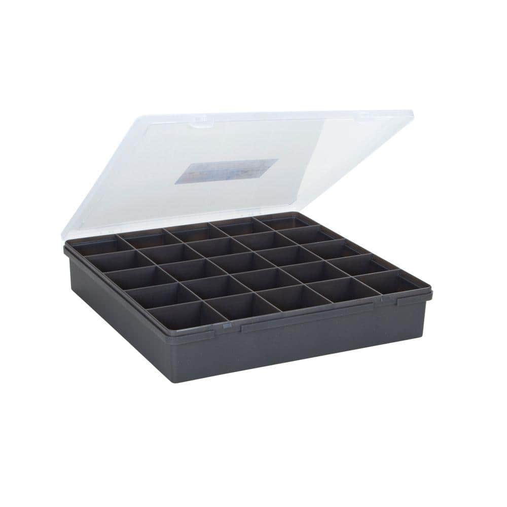 Wham 15 in. Square 25-Compartment Small Parts Organizer Box in Graphite ...