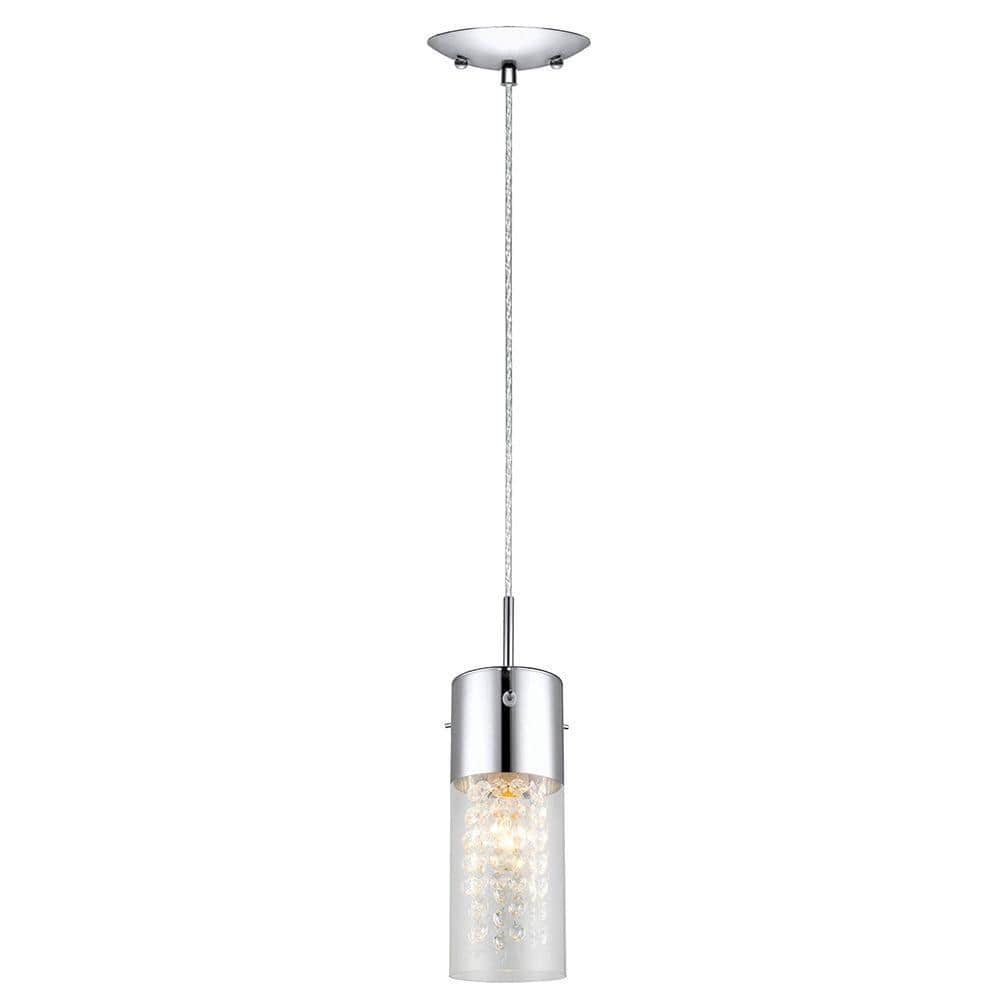 Eglo Diamond 4.75 in. W x 47.25 in. H 1-Light Chrome Mini Pendant with ...