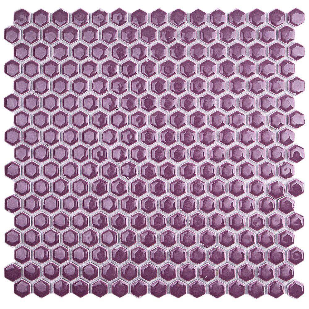 Ivy Hill Tile Bliss Edged Hexagon 3 in. x 6 in. Polished Plum Ceramic ...