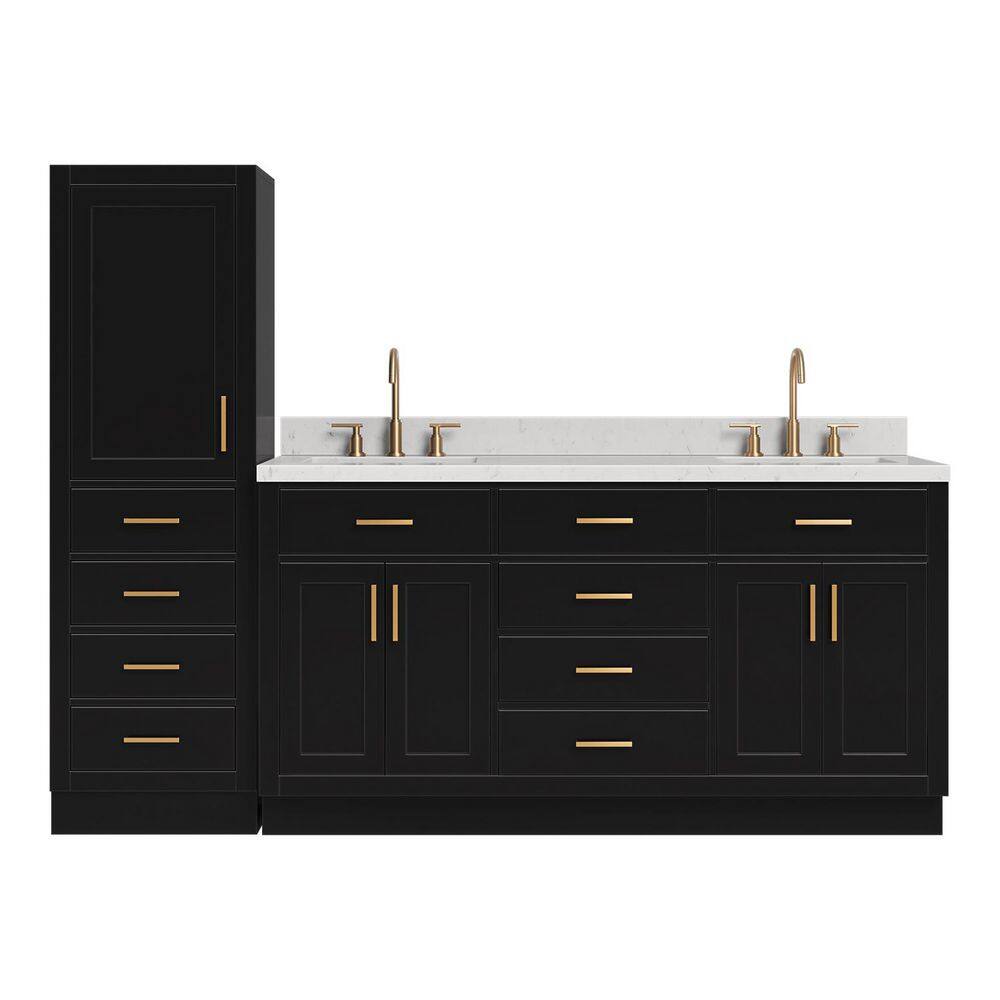 ARIEL Hepburn 66 in. Double Sink Bath Vanity with Carrara White Quartz ...