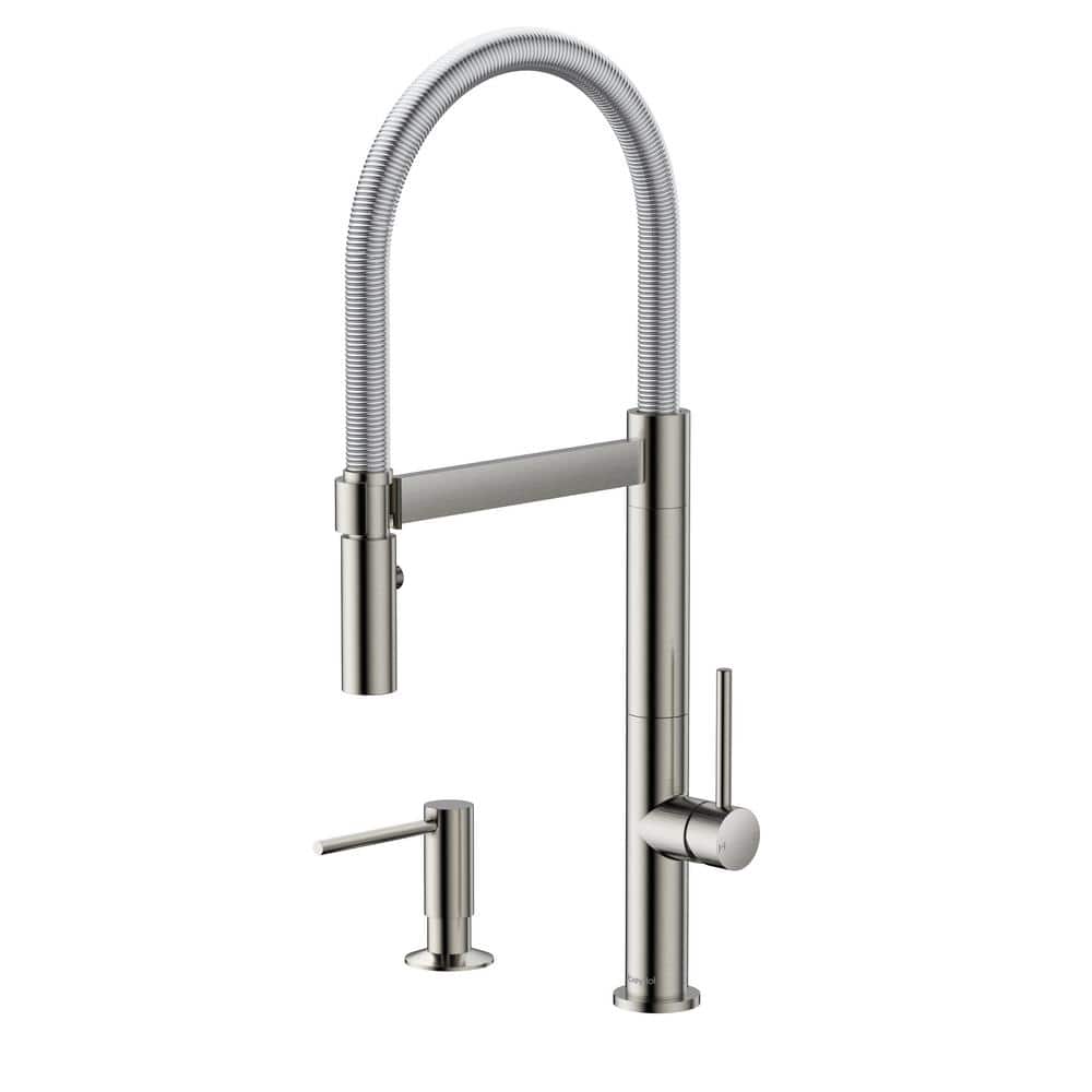 Staykiwi Single Handle Pull Out Sprayer Kitchen Faucet in Brushed ...