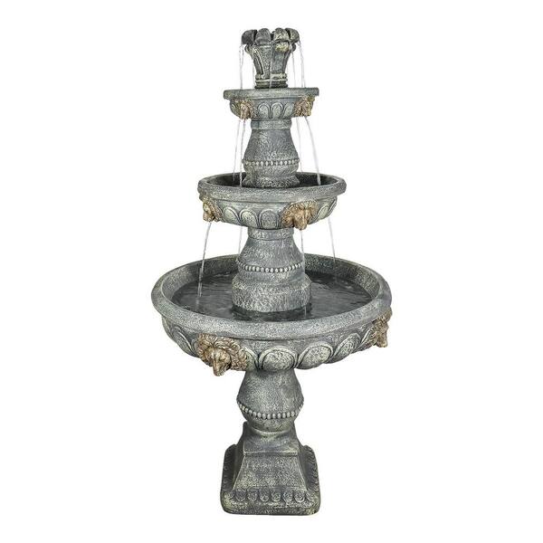 Watnature 59.4 in. Zen Modern Outdoor Fountain with Pump-4-Tiered ...