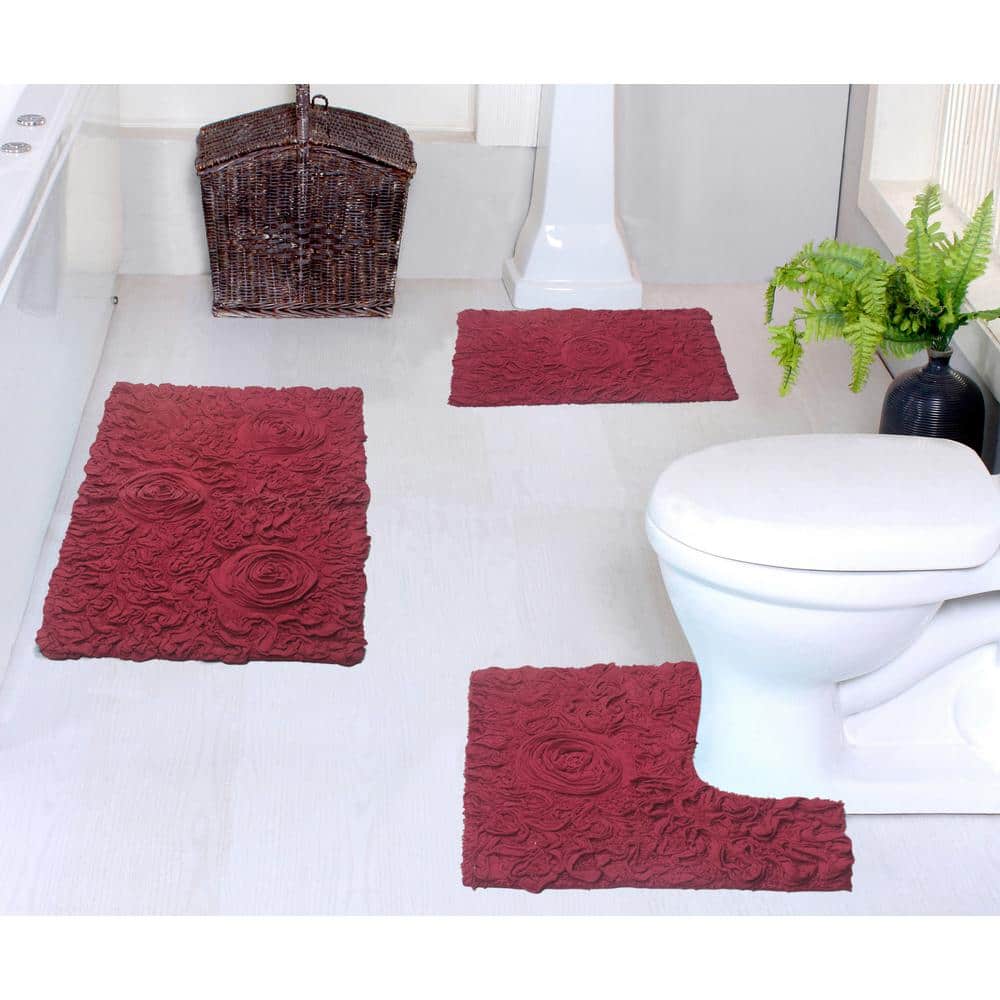 HOME WEAVERS INC Bell Flower Collection 100% Cotton Tufted Bath Rugs, 3 ...
