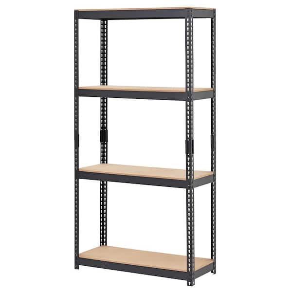 Muscle Rack 4-Tier Steel Shelving Unit in Black (30 in. W x 12 in. D x ...