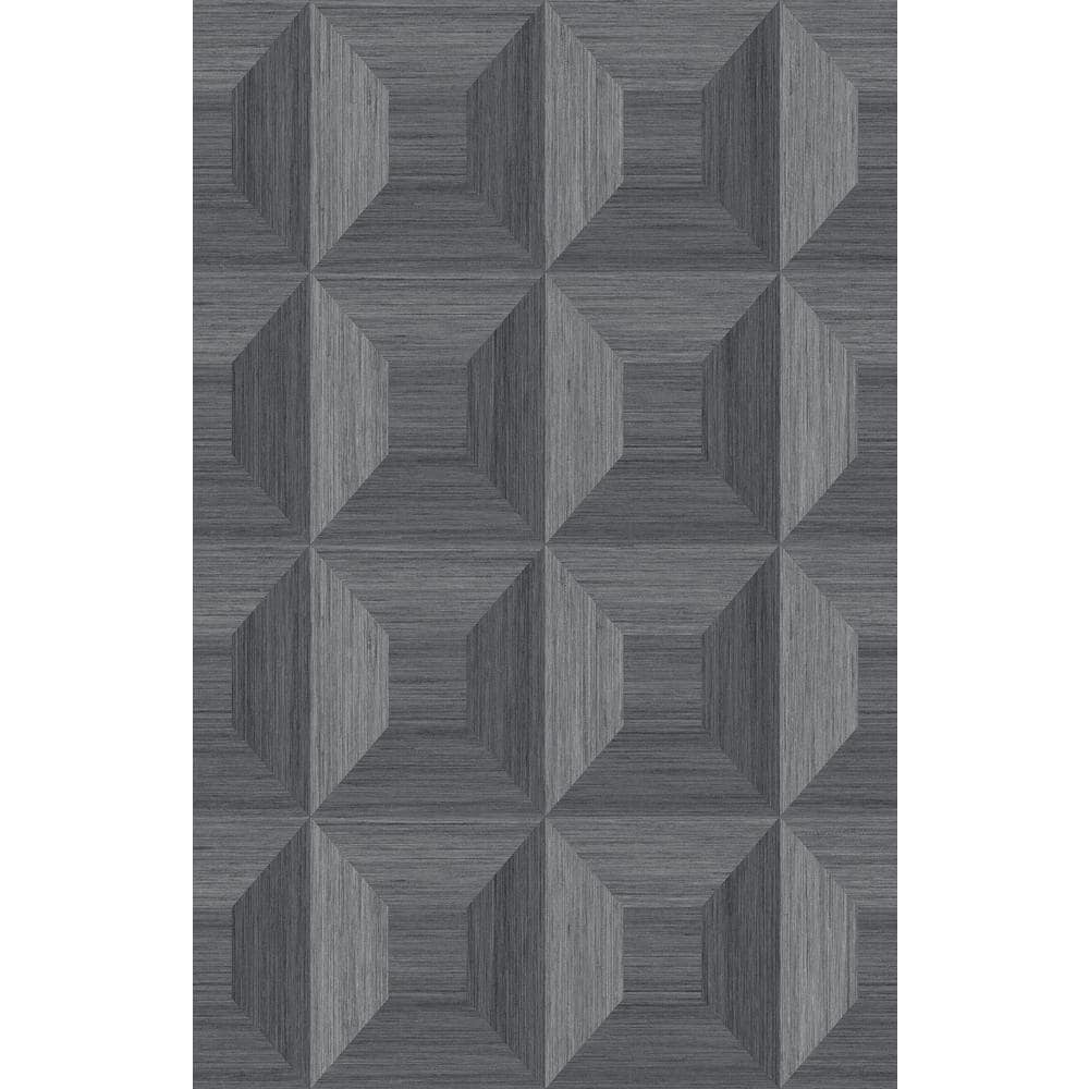 Seabrook Designs Cove Grey Squared Away Geometric Embossed Vinyl ...