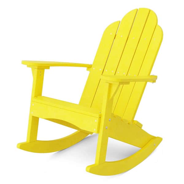Wildridge Classic Lemon Yellow Rectangle HDPE Plastic Outdoor Rocking ...