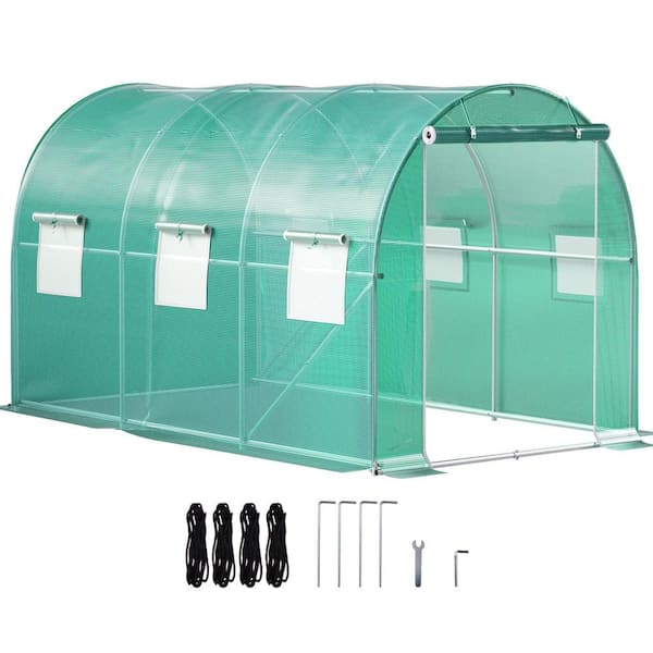 SKONYON Walk-In Tunnel Greenhouse, 12 ft. x 7 ft. x 7 ft., Roll-Up ...