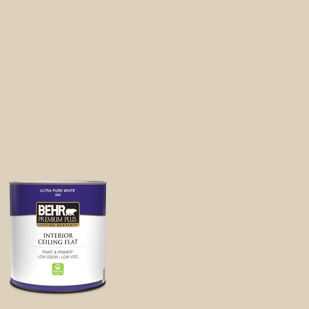 BEHR PREMIUM PLUS 1 qt. #OR-W07 Spanish Sand Ceiling Flat Interior ...