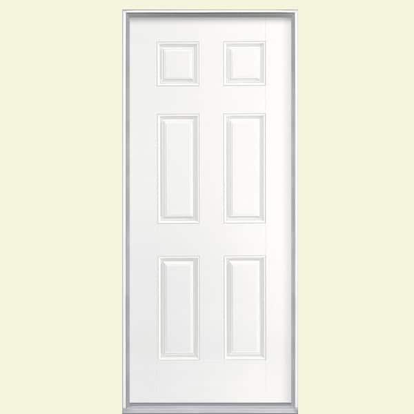 Masonite 36 in. x 80 in. Primed 6-Panel Smooth Fiberglass Prehung Front ...