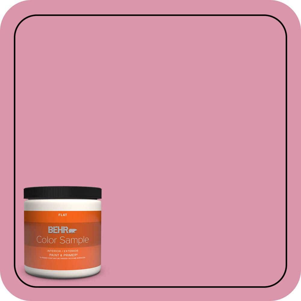 BEHR PREMIUM PLUS 8 oz. #110B-4 Foxy Pink Flat Interior/Exterior Paint ...