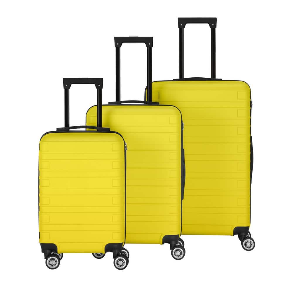 HIKOLAYAE 3-Piece Luggage Set, ABS Suitcase with Spinner Wheels, Hard ...
