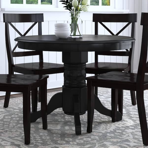 HOMESTYLES 42 in. Round Black Dining Table 5178 30 The Home Depot