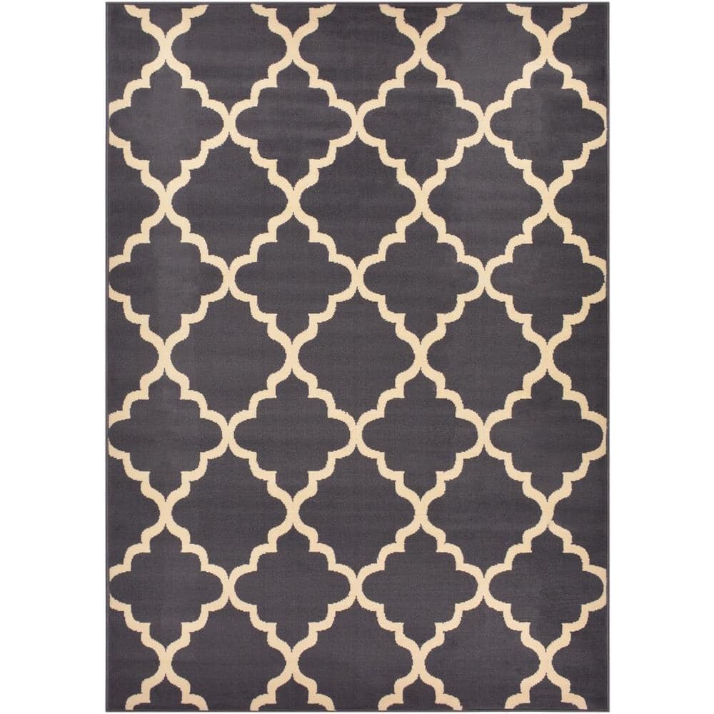 RugStylesOnline Conur Collection Dark Grey 5 ft. x 7 ft. Trellis Design ...