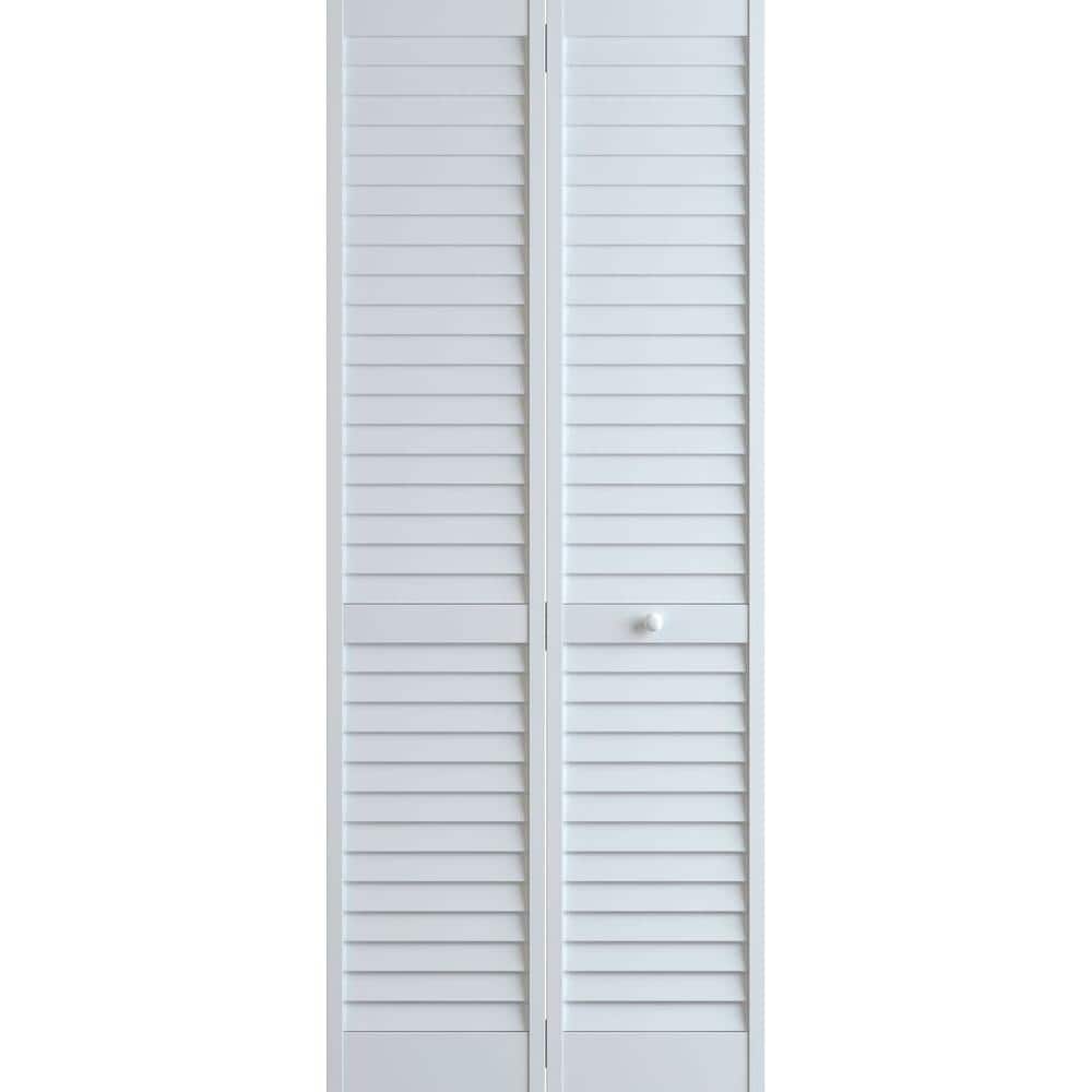 Veranda 30 in. x 80 in. Louver Pine White Plantation Interior Closet Bi ...