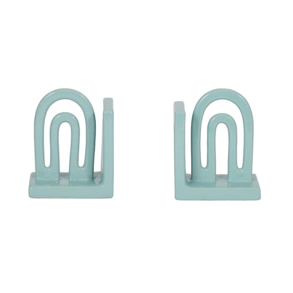 Liv & Skye Mint Green Ceramic Arch Bookends (Set of 2) 16834-03 - The ...