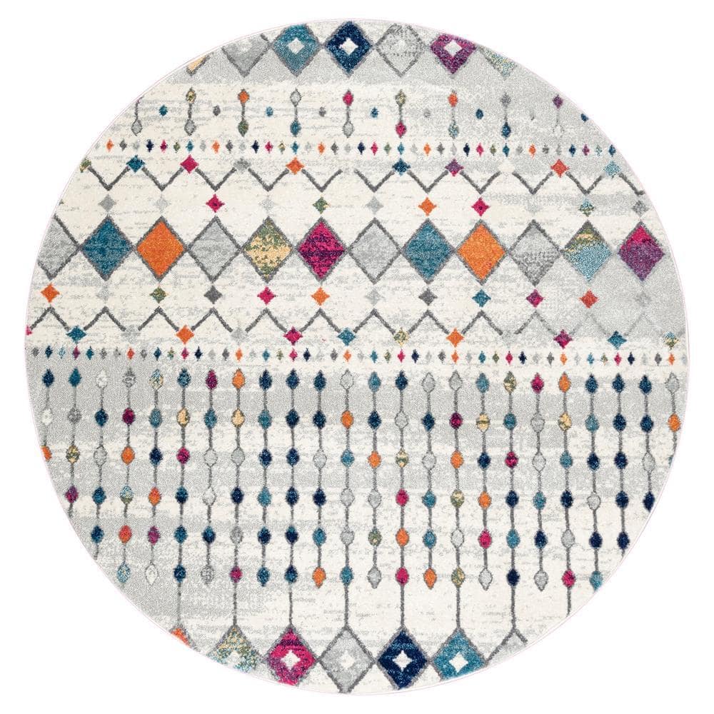 nuLOOM Blythe Modern Moroccan Trellis 4 ft. Multi Round Rug RZBD16D ...