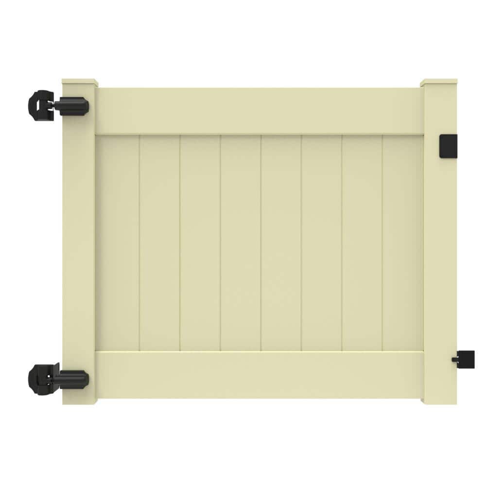 Barrette Outdoor Living Linden 5-ft. x 4-ft. Sand Vinyl Fence Gate Kit ...