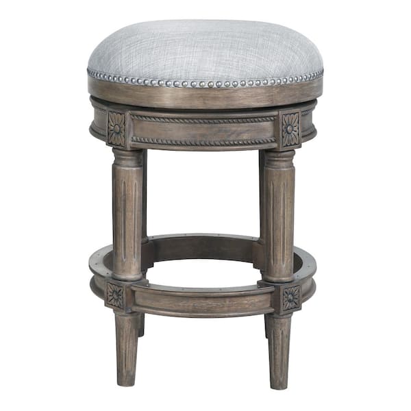 NewRidge Home Goods Chapman 26 in. Weathered Gray Backless Wood Swivel ...